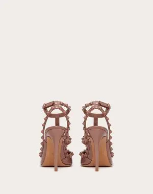 Valentino Garavani Rockstud Ankle Strap Patent-leather Pump With Tonal Studs 100 Mm