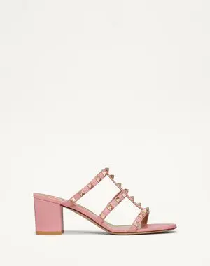 Valentino Garavani Rockstud Calfskin Leather Slide Sandal Candy Rose