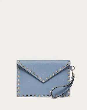 Valentino Garavani Valentino Garavani Rockstud Grainy Calfskin Pouch Azure