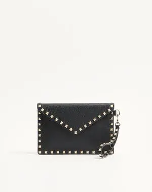 Valentino Garavani Rockstud Grainy Calfskin Pouch - Black