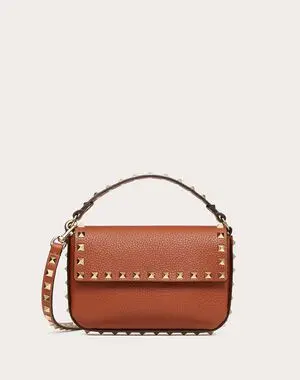 Valentino Garavani Rockstud Grainy Calfskin Pouch - Saddle Brown