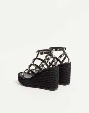 Valentino Garavani Rockstud Wedge Sandal - Black
