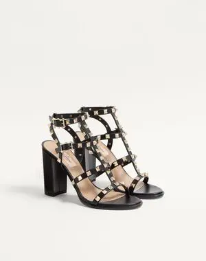 Valentino Garavani Rockstud Ankle Strap Sandal 90 Mm - Black