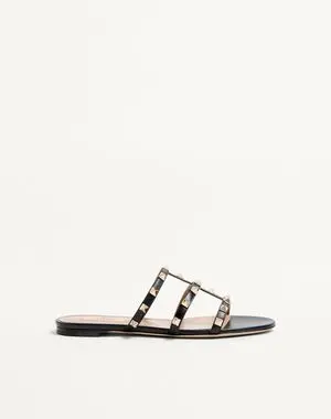 Valentino Garavani Rockstud Flat Slide Sandals - Black