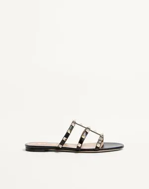 Valentino Garavani Rockstud Flat Slide Sandals - Black