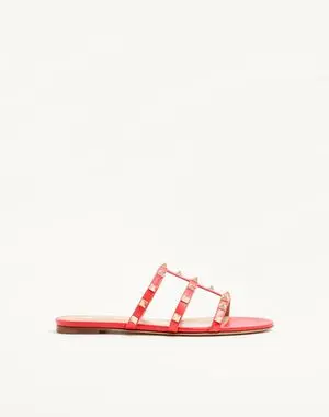 Valentino Garavani Valentino Garavani Rockstud Flat Slide Sandals Orange