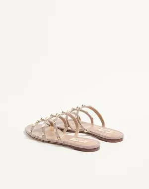 Valentino Garavani Rockstud Flat Slide Sandals - Poudre