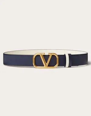 Valentino Garavani Valentino Garavani VLogo Signature Reversible Belt Marine/light Ivory