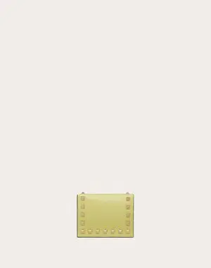 Valentino Garavani Small Rockstud Grainy Calfskin Wallet Light Yellow