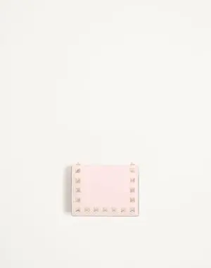 Valentino Garavani Small Rockstud Grainy Calfskin Wallet Pink