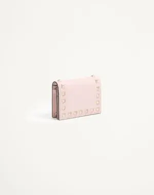 Valentino Garavani Small Rockstud Grainy Calfskin Wallet - Pink