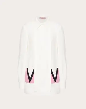 Valentino Garavani Valentino Cady Couture Top Bright Pink/black/ivory