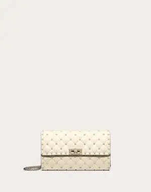 Valentino Garavani Rockstud Spike Nappa Leather Crossbody Clutch Bag Light Ivory