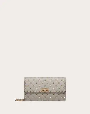 Valentino Garavani Rockstud Spike Nappa Leather Crossbody Clutch Bag Opal Grey