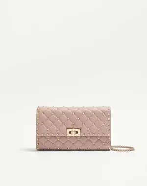 Valentino Garavani Rockstud Spike Nappa Leather Crossbody Clutch Bag - Poudre