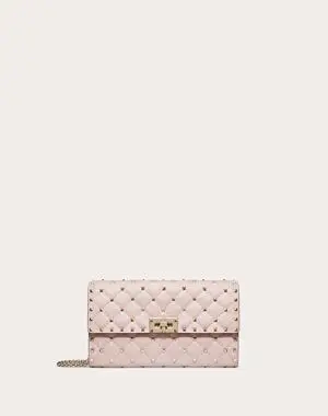Valentino Garavani Rockstud Spike Nappa Leather Crossbody Clutch Bag Rose Quartz