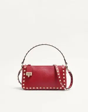 Valentino Garavani Rockstud Grainy Calfskin Crossbody Bag - Rosso Valentino