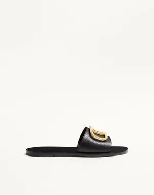 Valentino Garavani Vlogo Signature Slide Sandal - Black