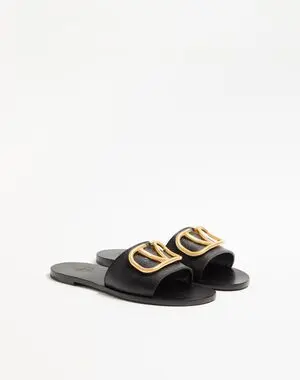 Valentino Garavani Vlogo Signature Slide Sandal - Black
