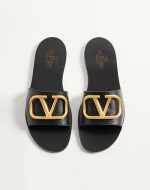 Valentino Garavani Vlogo Signature Slide Sandal - Black