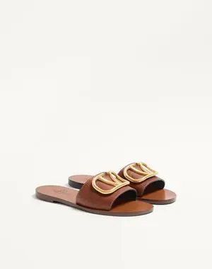 Valentino Garavani Vlogo Signature Slide Sandal - Tan