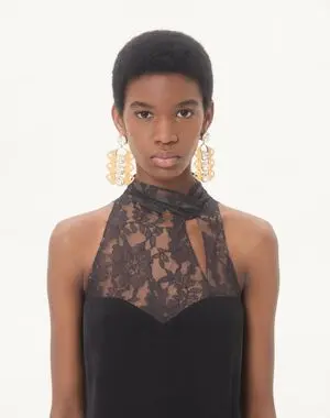 Valentino Garavani Georgette Midi Dress With Lace Detail