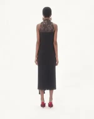 Valentino Garavani Georgette Midi Dress With Lace Detail
