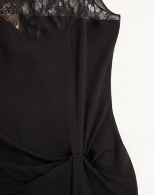 Valentino Garavani Georgette Midi Dress With Lace Detail