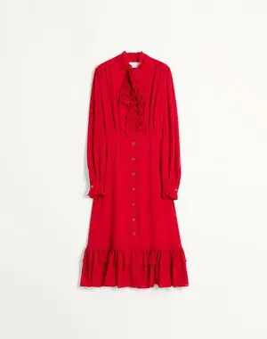 Valentino Garavani Georgette Midi Dress With Lace Detail