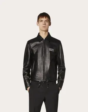 Valentino Garavani Vltn Tag Leather Jacket - Black | Editorialist
