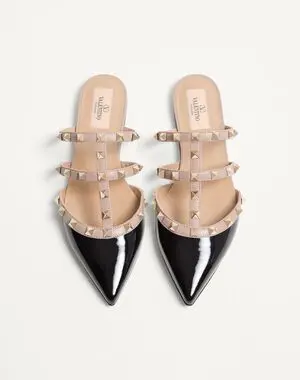 Valentino Garavani Rockstud Patent-leather Mule - Black/poudre