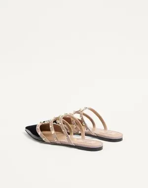 Valentino Garavani Rockstud Patent-leather Mule - Black/poudre