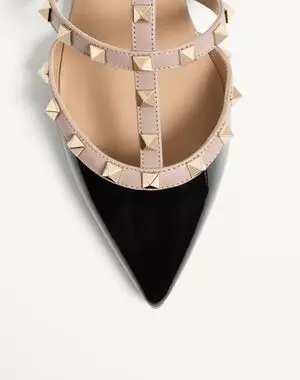 Valentino Garavani Rockstud Patent-leather Mule - Black/poudre