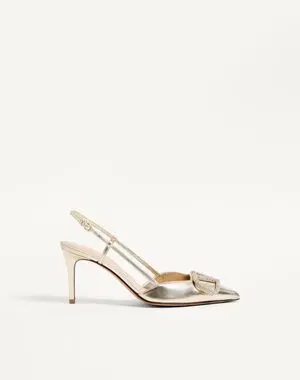 Valentino Garavani Vlogo Glow Laminated Nappa Slingback Pump - Platinum