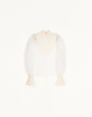 Valentino Garavani Embroidered Organza Shirt - Vanilla