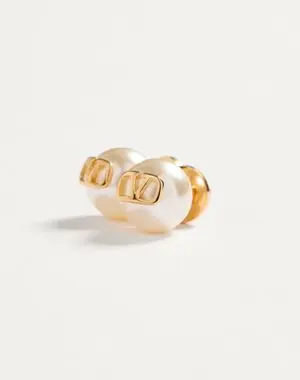 Valentino Garavani Vlogo Signature Earrings - Gold/cream