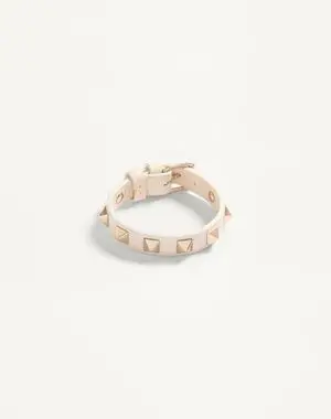 Valentino Garavani Valentino Garavani Rockstud Leather Bracelet Light Ivory