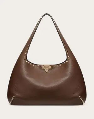 Valentino Garavani Rockstud Grainy Calfskin Hobo Bag