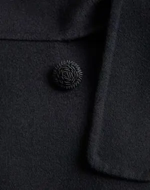 Valentino Garavani Double-breasted Compact Drap Coat With Fur Trim - Black