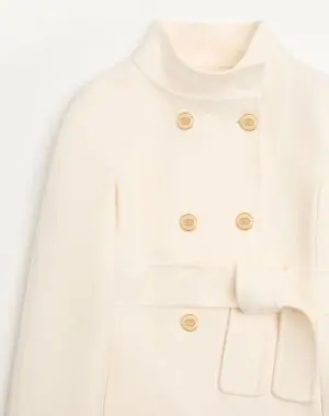 Valentino Garavani Double-breasted Compact Drap Coat With Fur Trim - Ivory