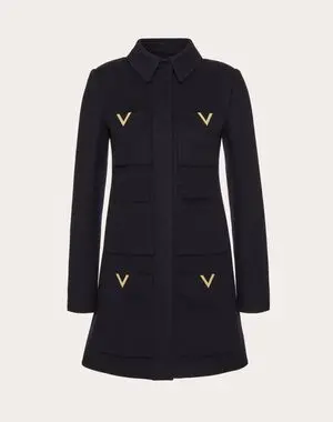 Valentino Garavani Valentino Compact Drap Coat Navy