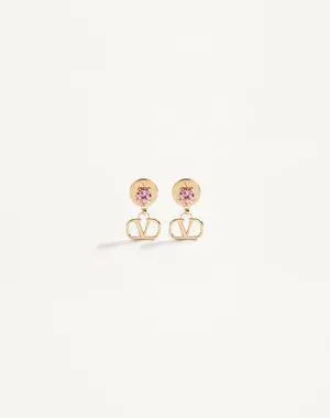 Valentino Garavani Vlogo Signature Metal And Crystal Earrings - Gold/pink