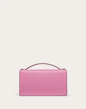 Valentino Garavani Vlogo Signature Grainy Calfskin Wallet With Chain Dawn Pink