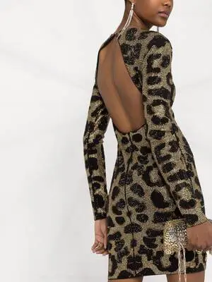 Philipp Plein Leopard-print Studded Mini Dress