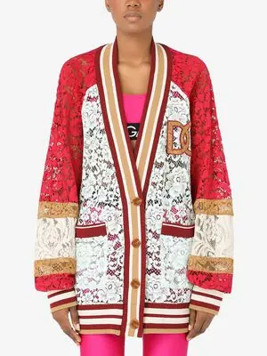 Dolce & Gabbana Dg Logo-appliqué Lace Cardigan