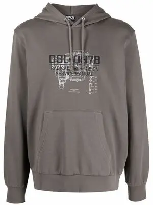DIESEL® Slogan Print Cotton Hoodie