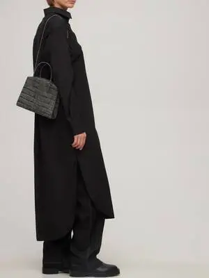 Little Liffner Minimal Croc Embossed Mini Tote Bag - Ash