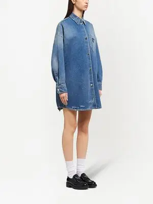 Prada Triangle-logo Denim Shirt - Blue