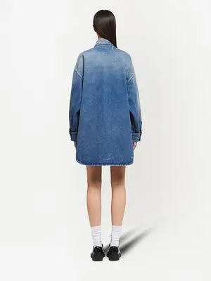 Prada Triangle-logo Denim Shirt - Blue