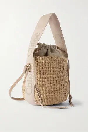 Chloé Woody Small Leather-trimmed Raffia Basket Bag - Neutrals